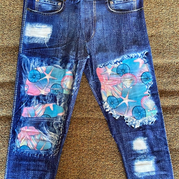 ML&M | Pants & Jumpsuits | New Mlm Seashell Faux Denim Peekaboo Legging ...